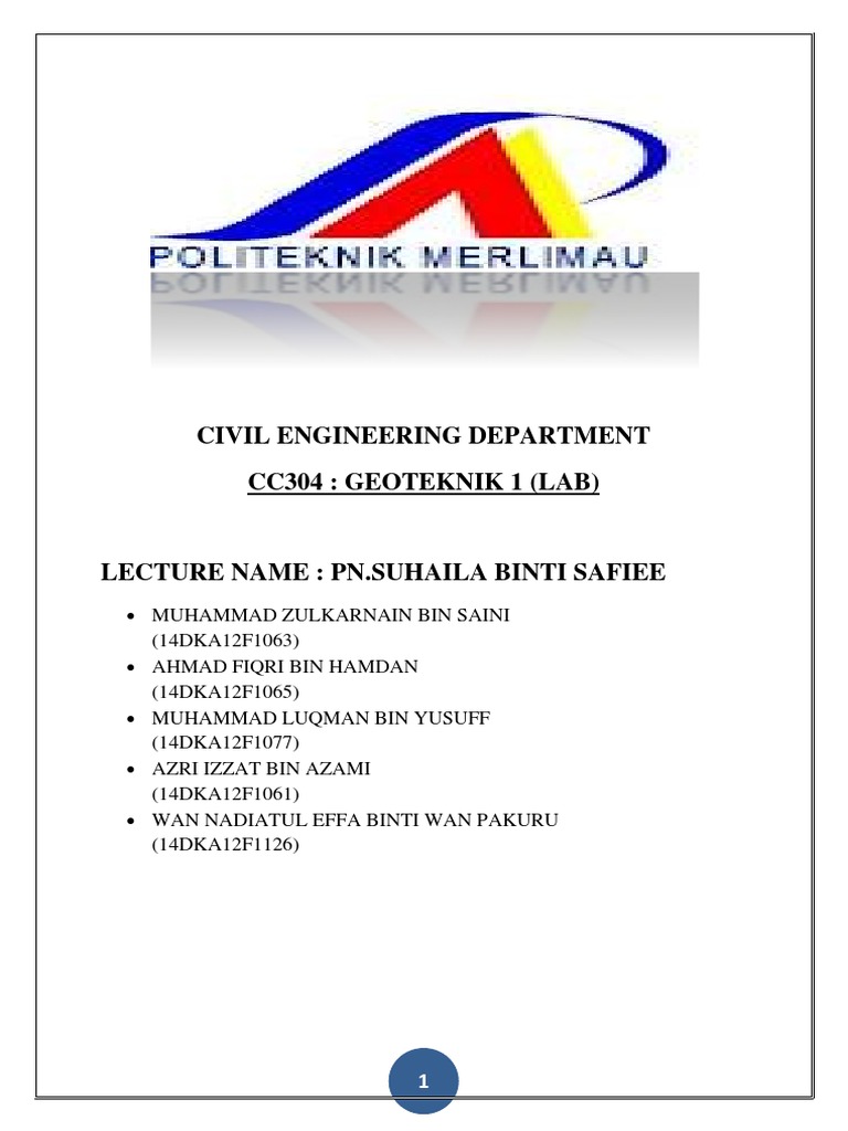 Report Standard Compaction Test | PDF | Soil | Density