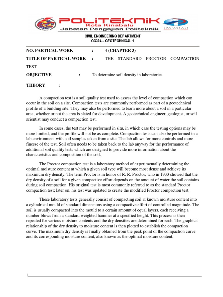Lab Sheet - Standard Compaction | PDF | Soil Science | Nature