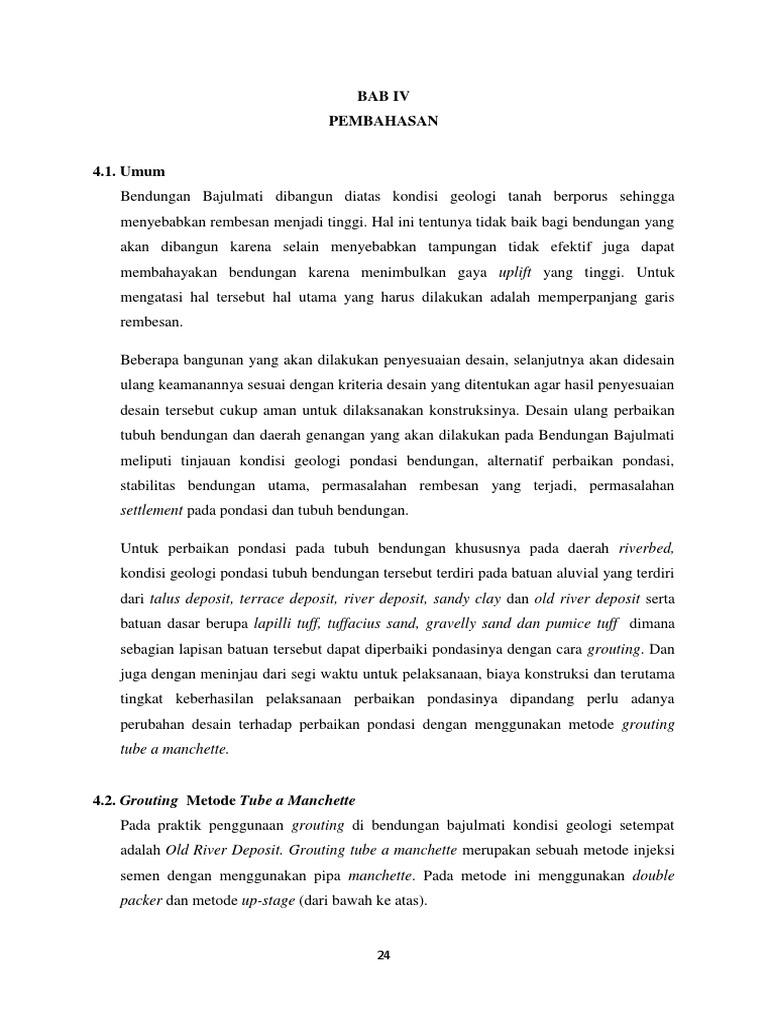 Pelaksanaan Grouting Pada Bendungan Bajulmati, Banyuangi | PDF