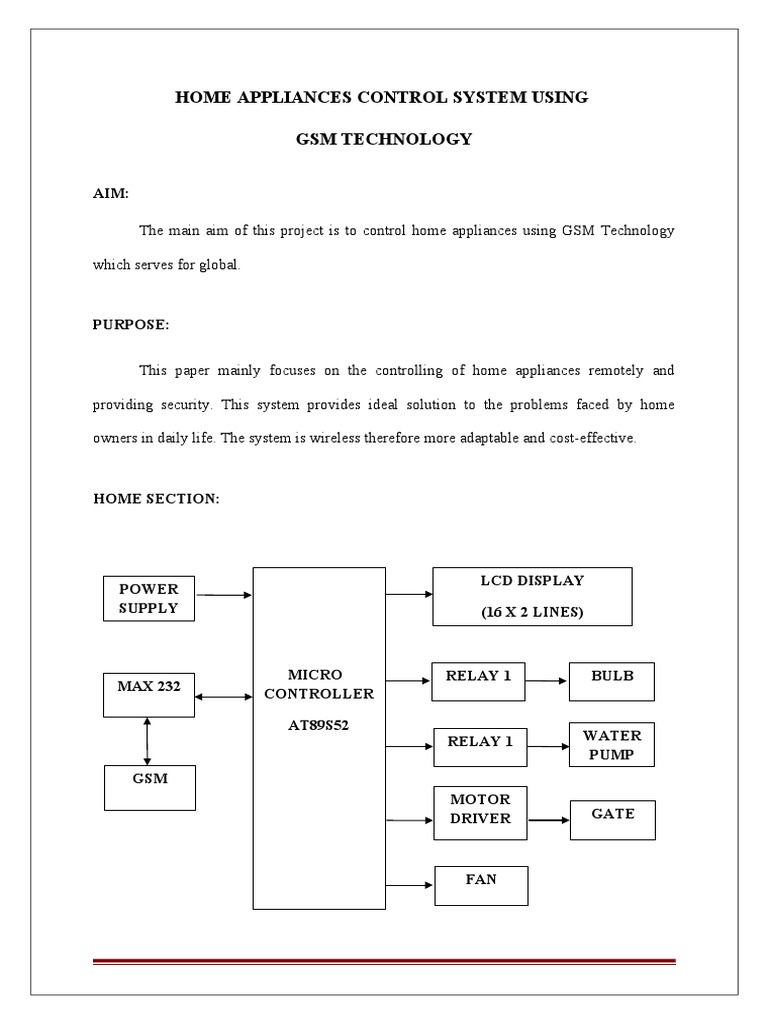 Home Appliances Control System Using GSM | PDF | Home Appliance | Gsm