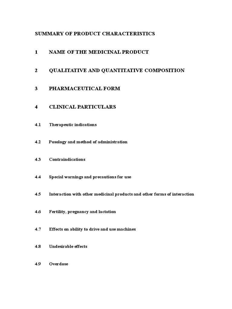 Summary of Product Characteristics Guide | PDF