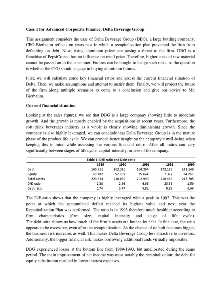 Delta Beverage Group Financial Analysis | PDF | Hedge (Finance ...
