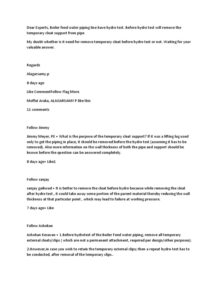 Hydrotest BFP | PDF | Pipe (Fluid Conveyance) | Chemistry