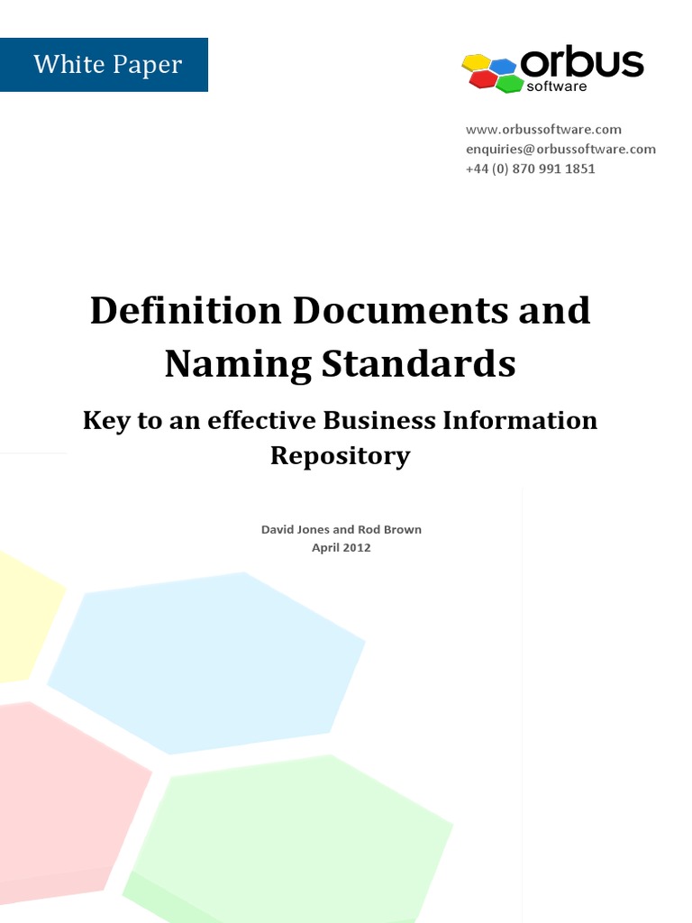 Definition Documents and Naming Standards Key To An Effective Business ...