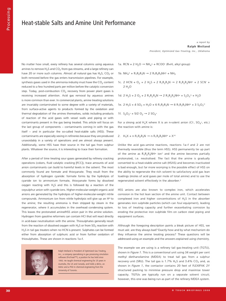 Heat-Stable Salts and Amine Unit Performance: Ralph Weiland | Download ...