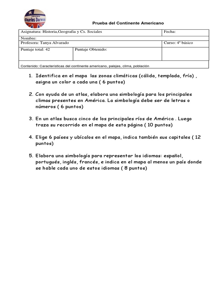 Prueba Del Continente Americano | PDF