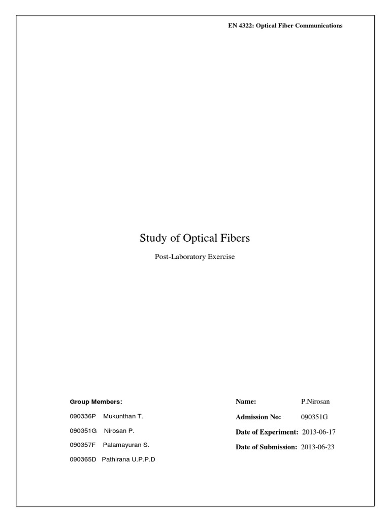 Lab Sheet 1 | PDF | Fiber Optic Communication | Optical Fiber