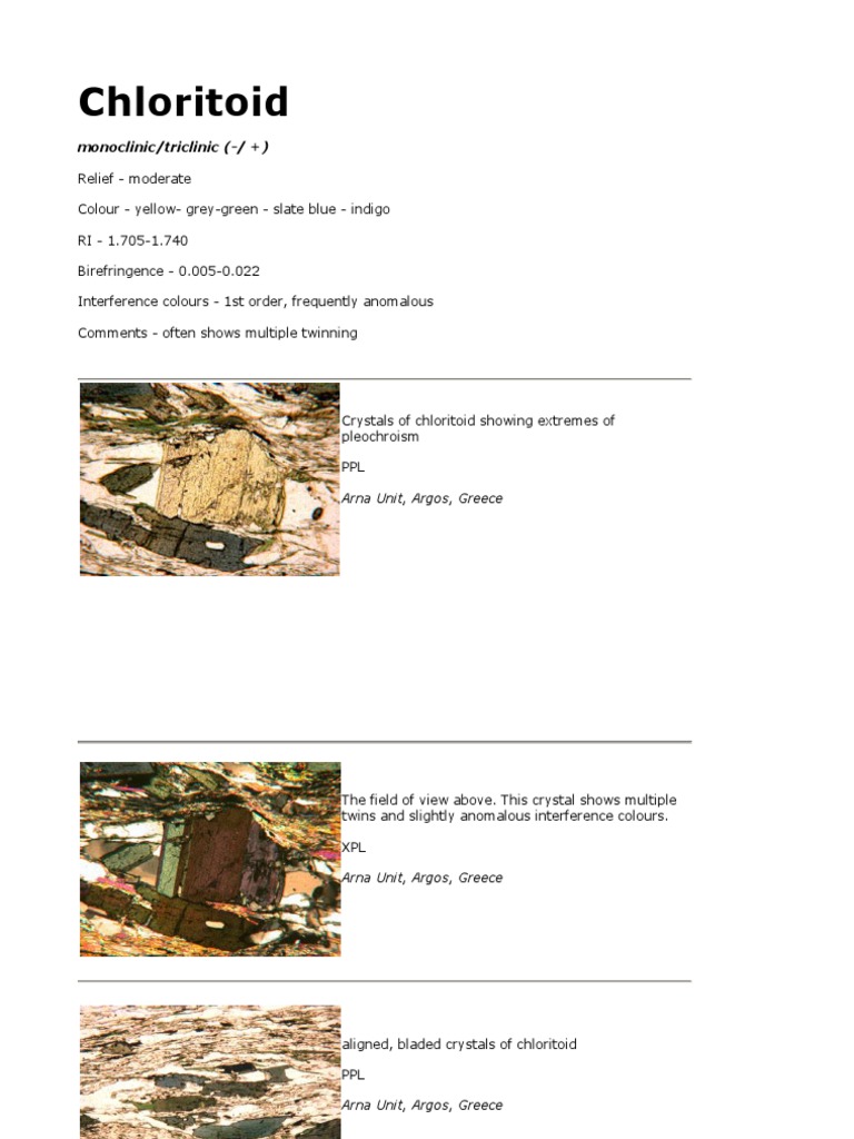 Chloritoid Crystal Properties Guide | PDF