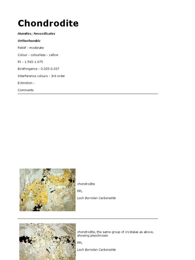 Chondrodite: Humites Nesosilicates Orthorhombic | PDF | Science ...