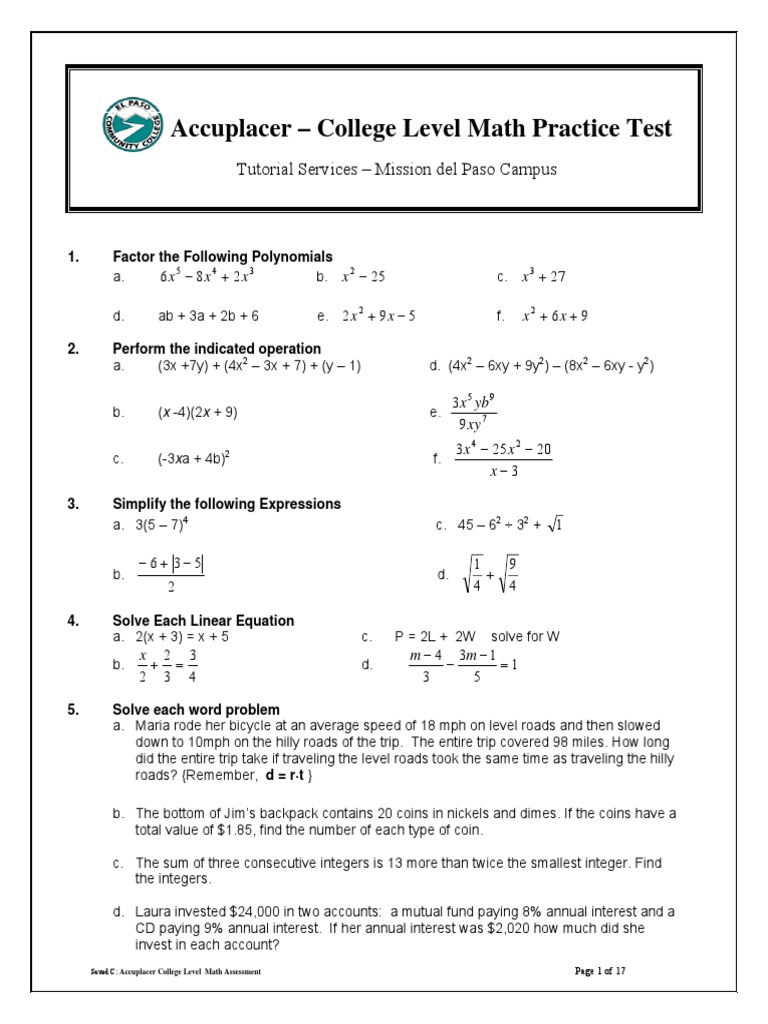 College Level Math Practice Test | Logarithm | Exponentiation
