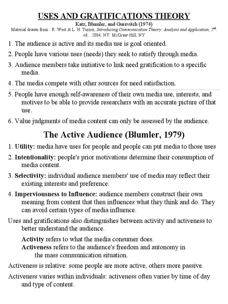 Uses and Gratification Theory | PDF