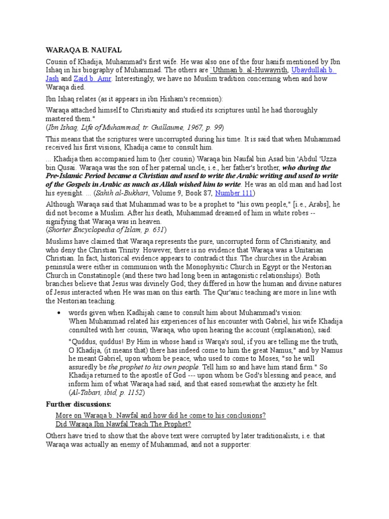 Waraqa B | PDF | Muhammad | Prophets And Messengers In Islam