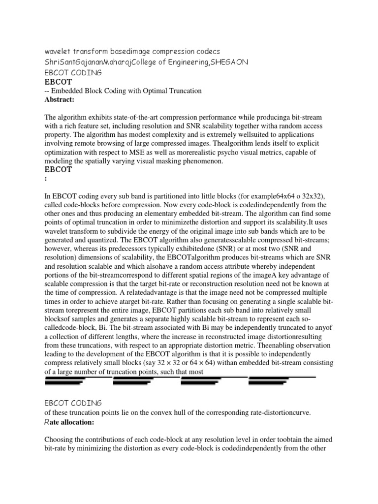 Ebcot | PDF | Data Compression | Algorithms