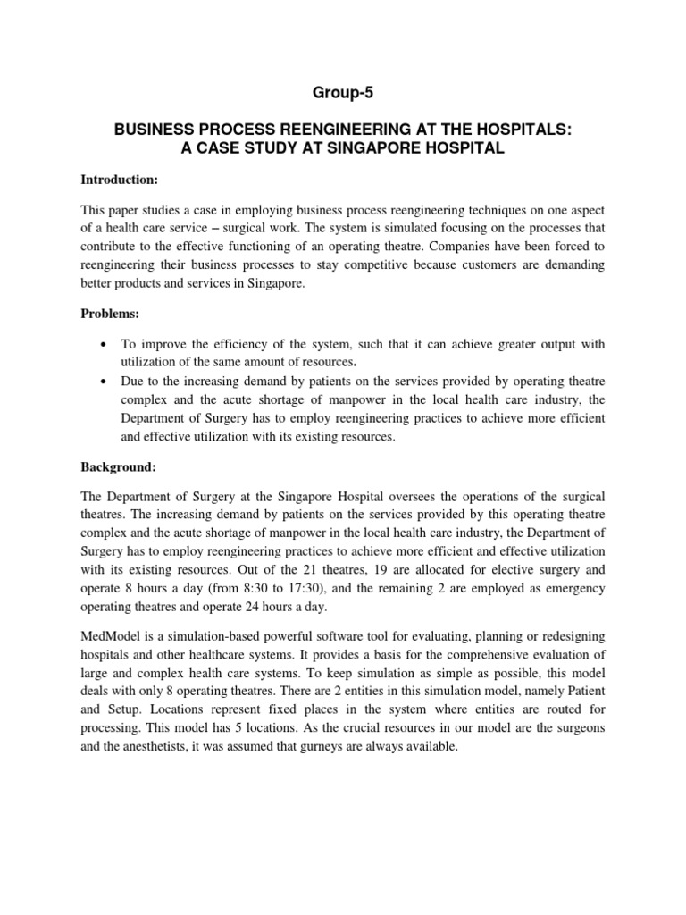 Business Process Reengineering at The Hospitals | PDF | Business ...