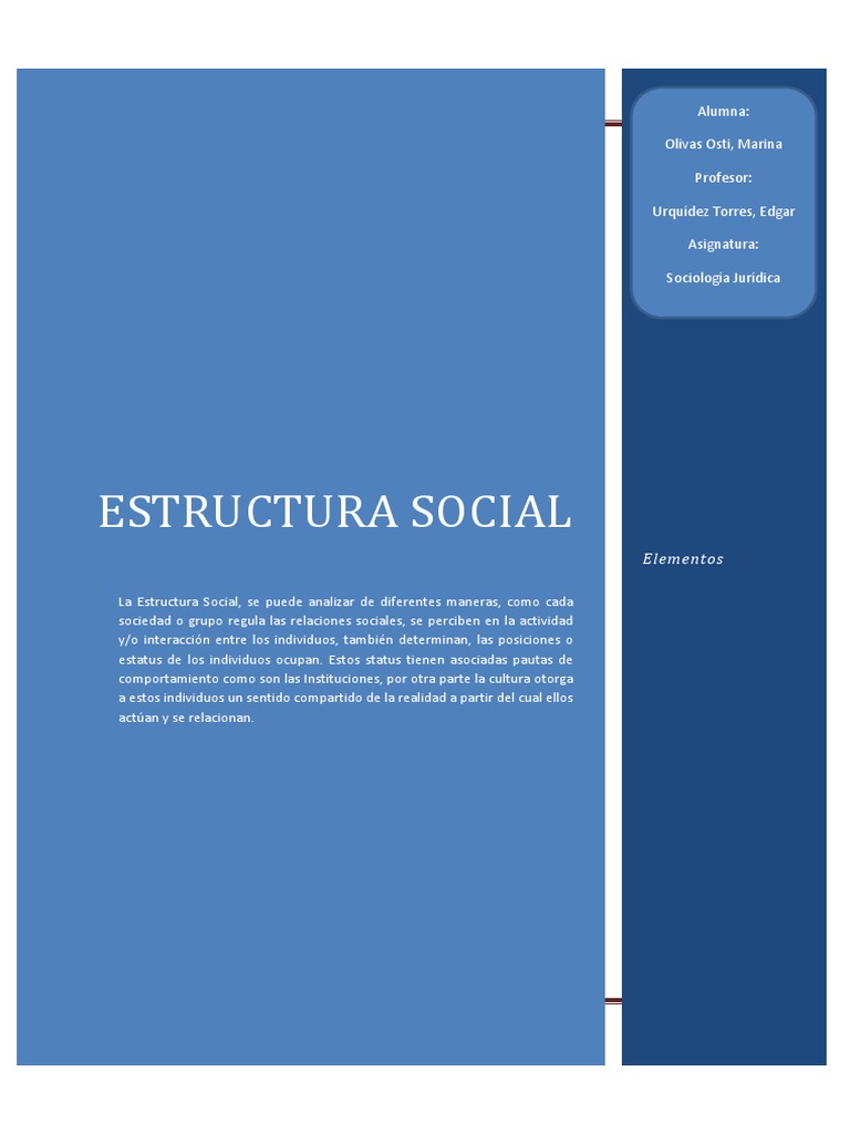 Estructura Social y Sus Elementos | PDF | Sociedad | Estado (política)
