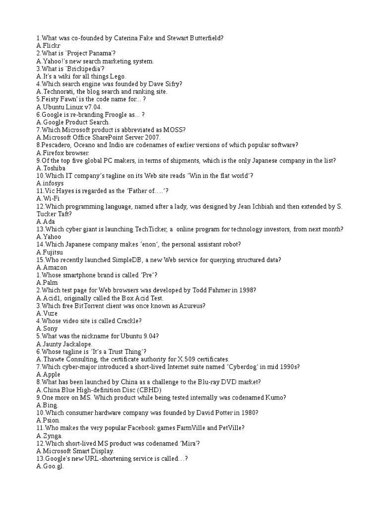 IT Quiz questions | Google | Tablet Computer