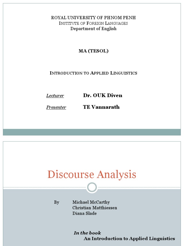 Discourse Analysis | PDF | Linguistics | Sociolinguistics