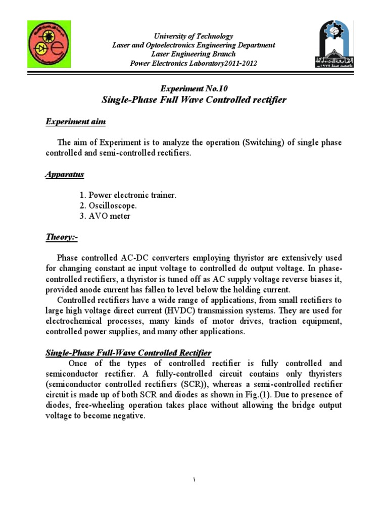 Power Electronics Lab Experiments | Download Free PDF | Rectifier | Power Electronics