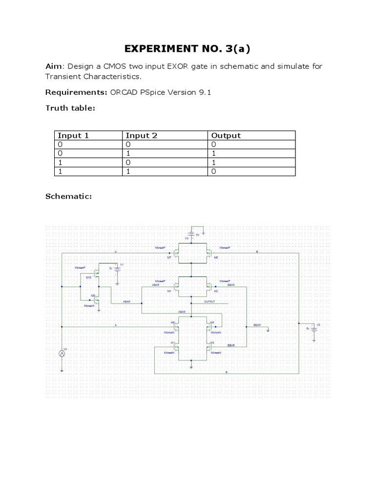 CMOS two input EXOR gate simulation | PDF | Electronic Circuits | Design