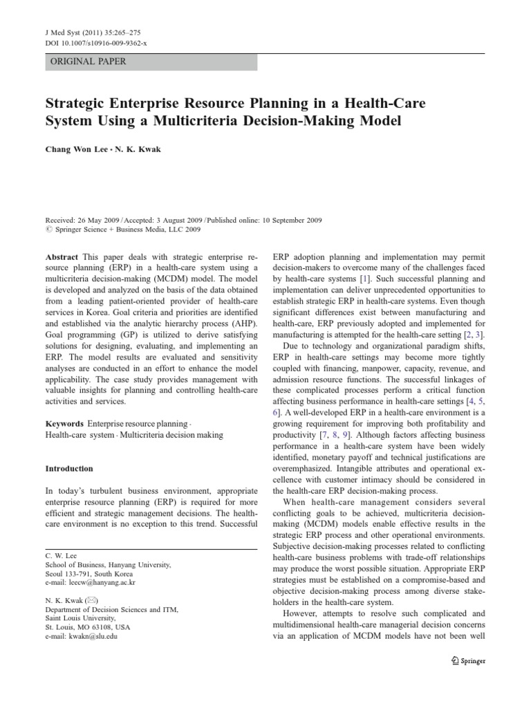 ERP Multicriteria Decision Making | PDF | Eigenvalues And Eigenvectors ...