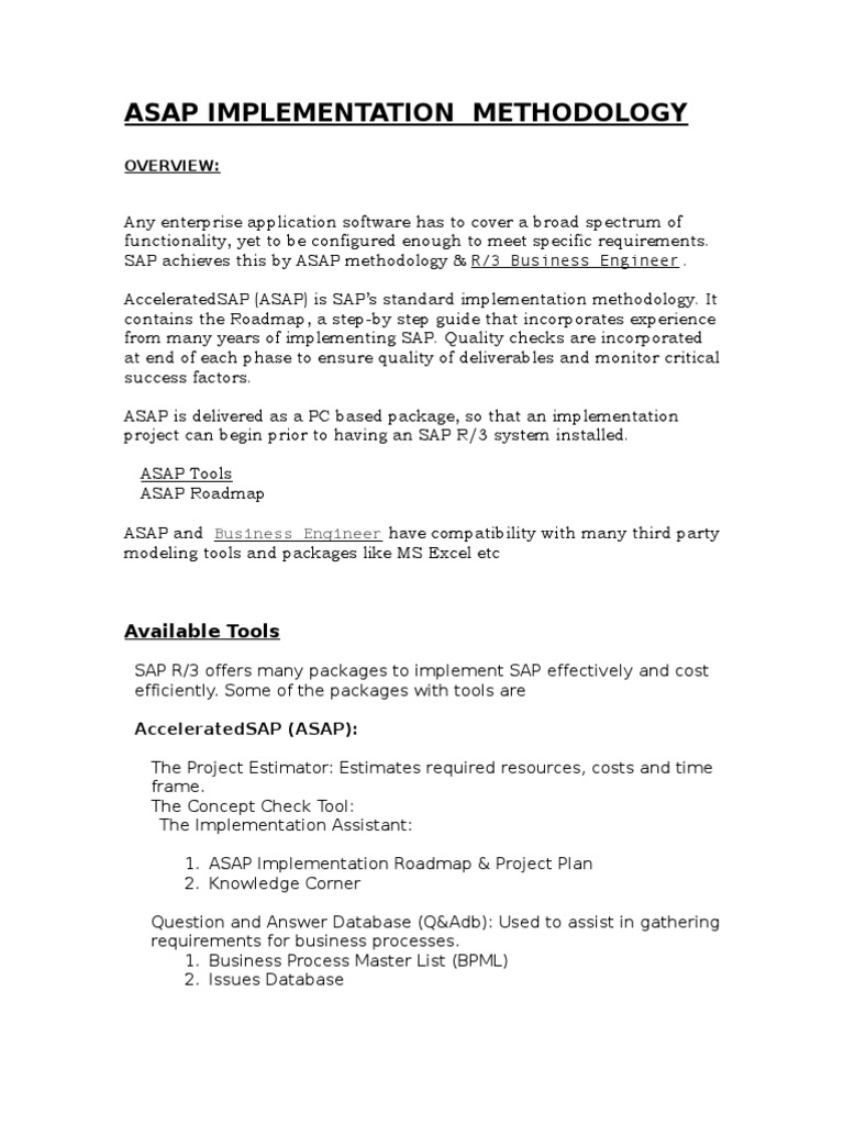 SAP ASAP Implementation Guide | PDF | Business Process | Databases