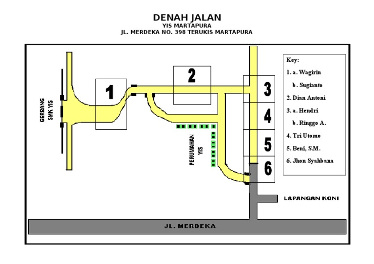Denah Jalan: Yis Martapura Jl. Merdeka No. 398 Terukis Martapura | PDF
