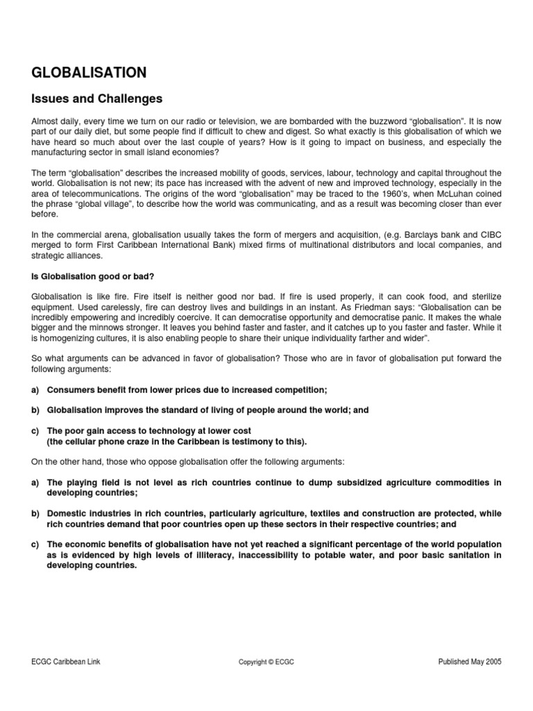 Globalisation Issues and Challenges | PDF | Globalization | Competitiveness