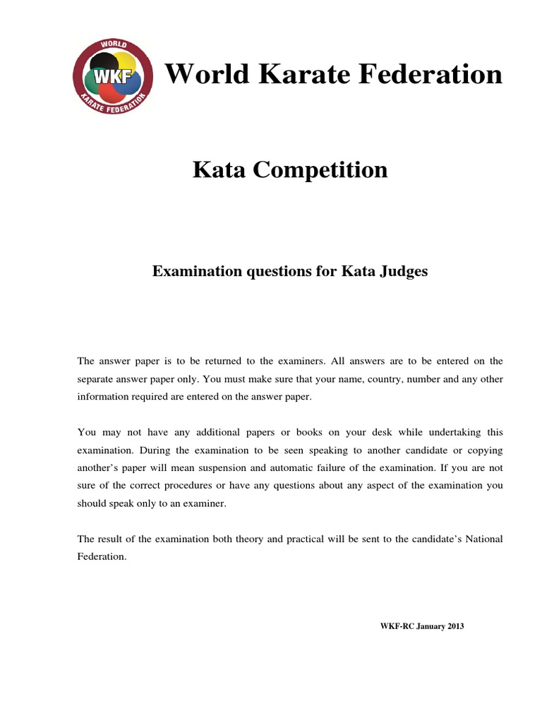 All Questions Kata Examination English Version 8 0 | PDF | Karate | Kata
