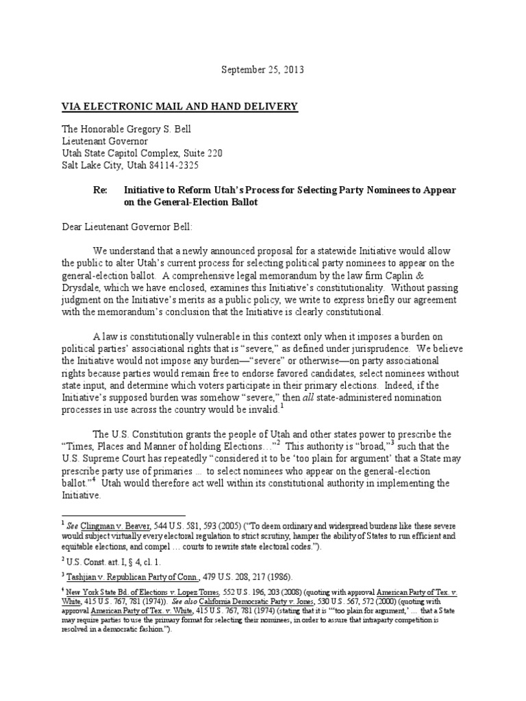 Count My Vote Legal Memo | PDF | Primary Election | Elections