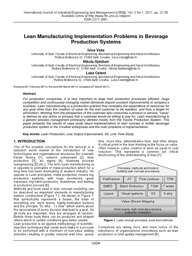 Lean Manufacturing Implementation Problems in Beverage Production ...
