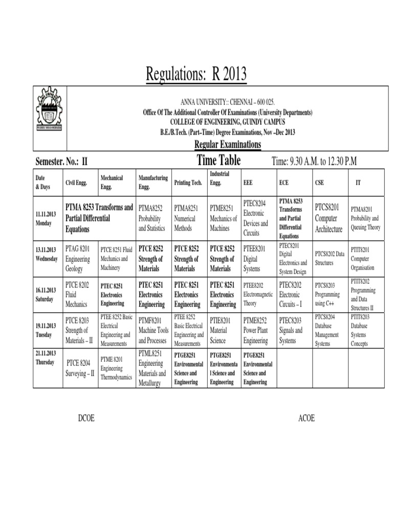 Ug Timetable | PDF | Electrical Engineering | Engineering