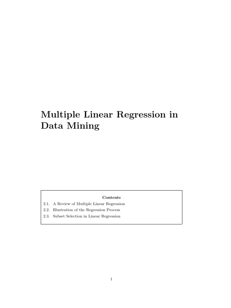 Multiple Linear Regression in Data Mining | PDF | Errors And Residuals | Ordinary Least Squares