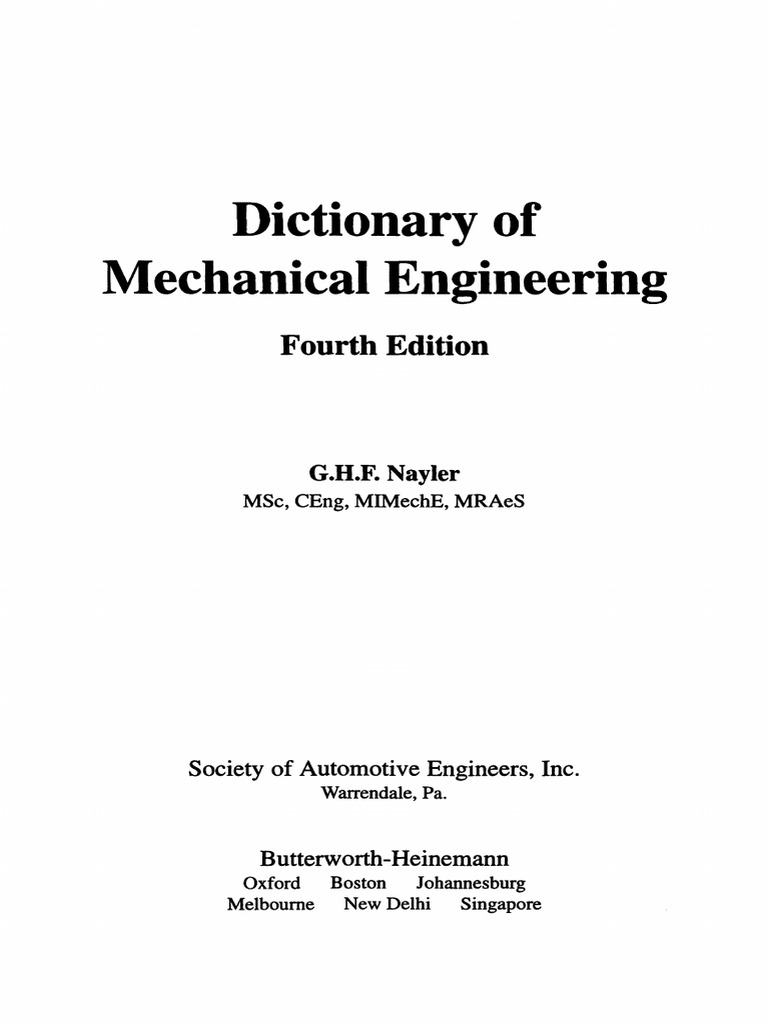 Dictionary Mechanical Engineer | PDF | Copyright | Engineering