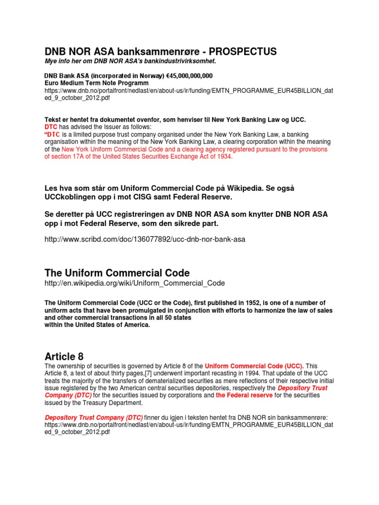 DNB NOR ASA Bankindustrisammenrøre | PDF | Uniform Commercial Code ...