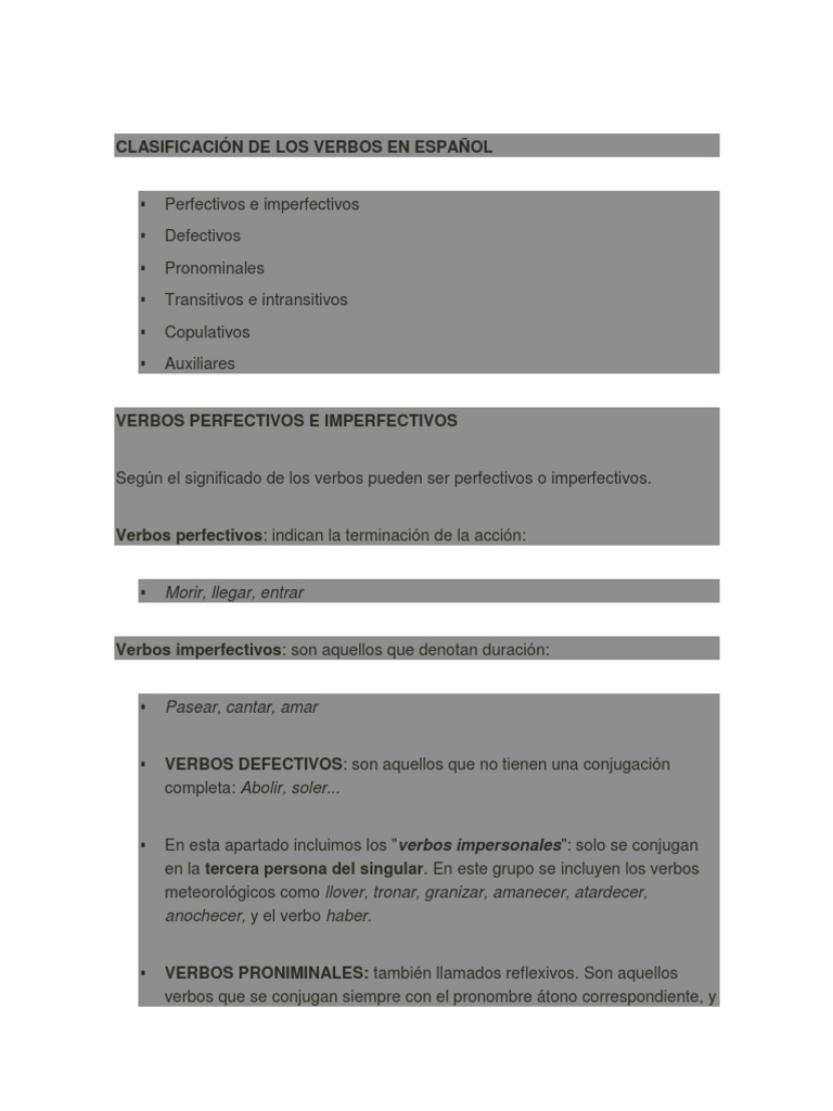 CLASIFICACIÓN DE LOS VERBOS EN ESPAÑOL | Verbo | Pronombre