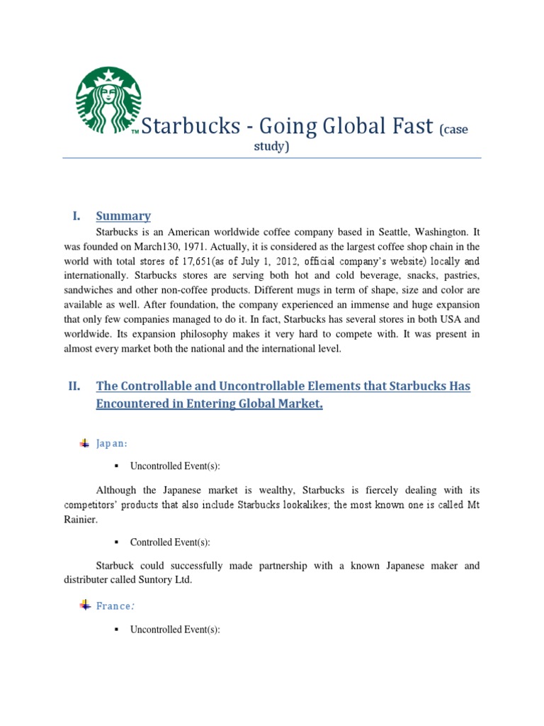Starbucks Case Study | PDF | Starbucks | Coffee