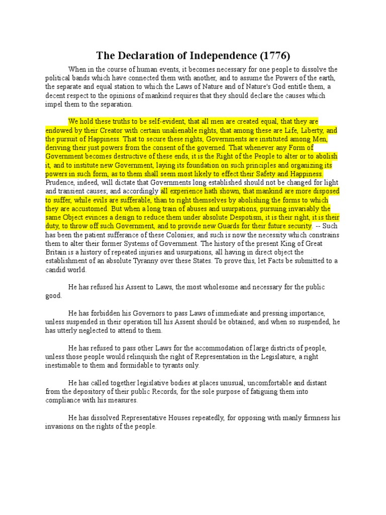 Declaration of Independence Overview | PDF | United States Declaration ...