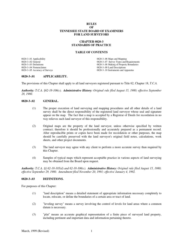 TN LS Standards of Practice | Download Free PDF | Surveying | Land Lot