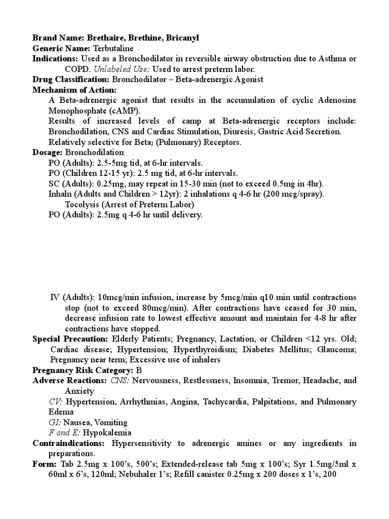 Bricanyl | PDF | Hypoglycemia | Drugs