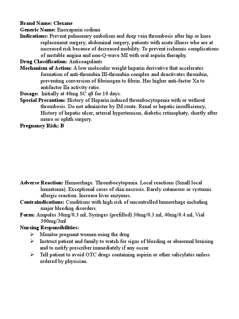 Clexane | PDF | Thrombosis | Clinical Medicine