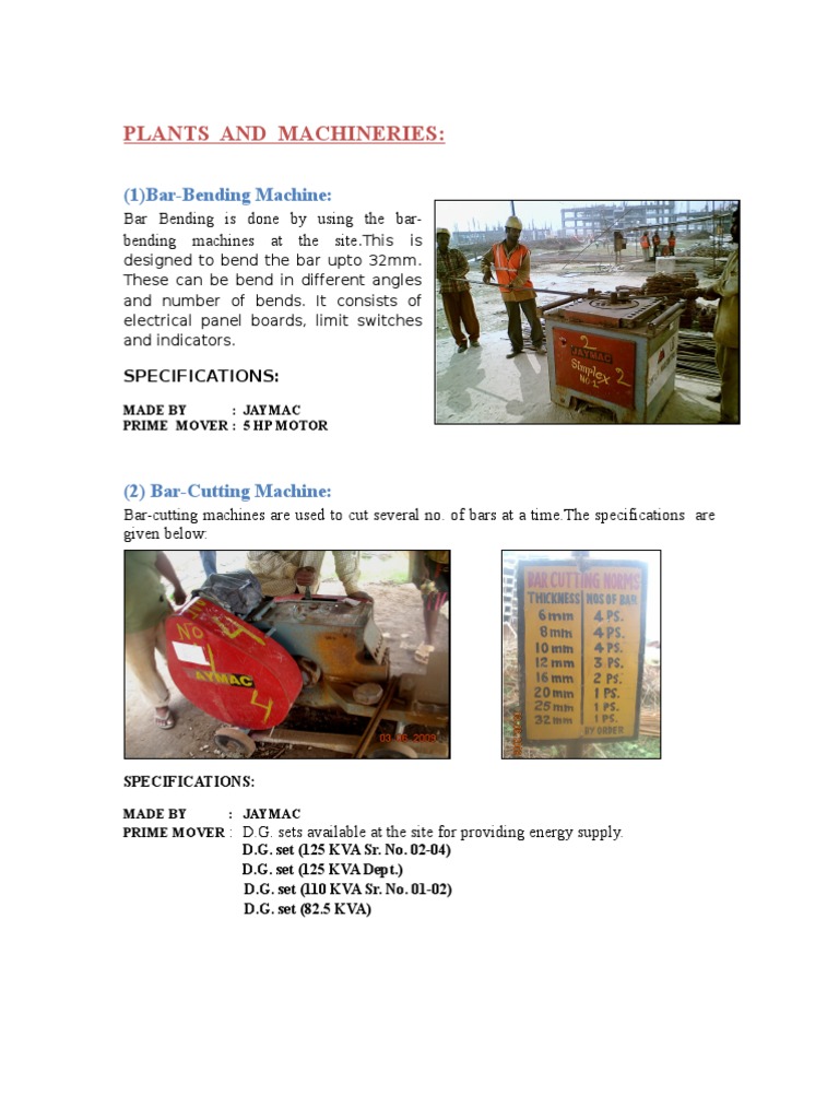 Overview of Plant Machineries | PDF | Engines | Concrete