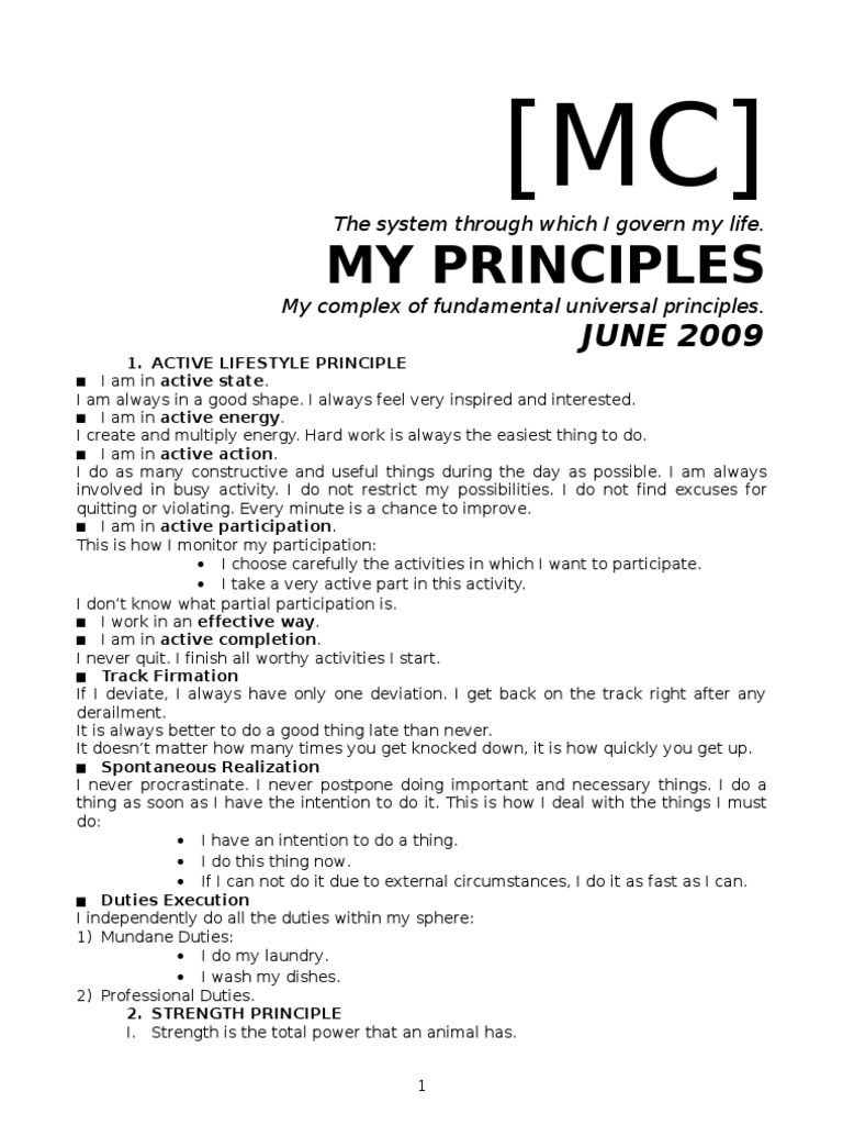 My Principles | PDF | Attitude (Psychology) | Truth