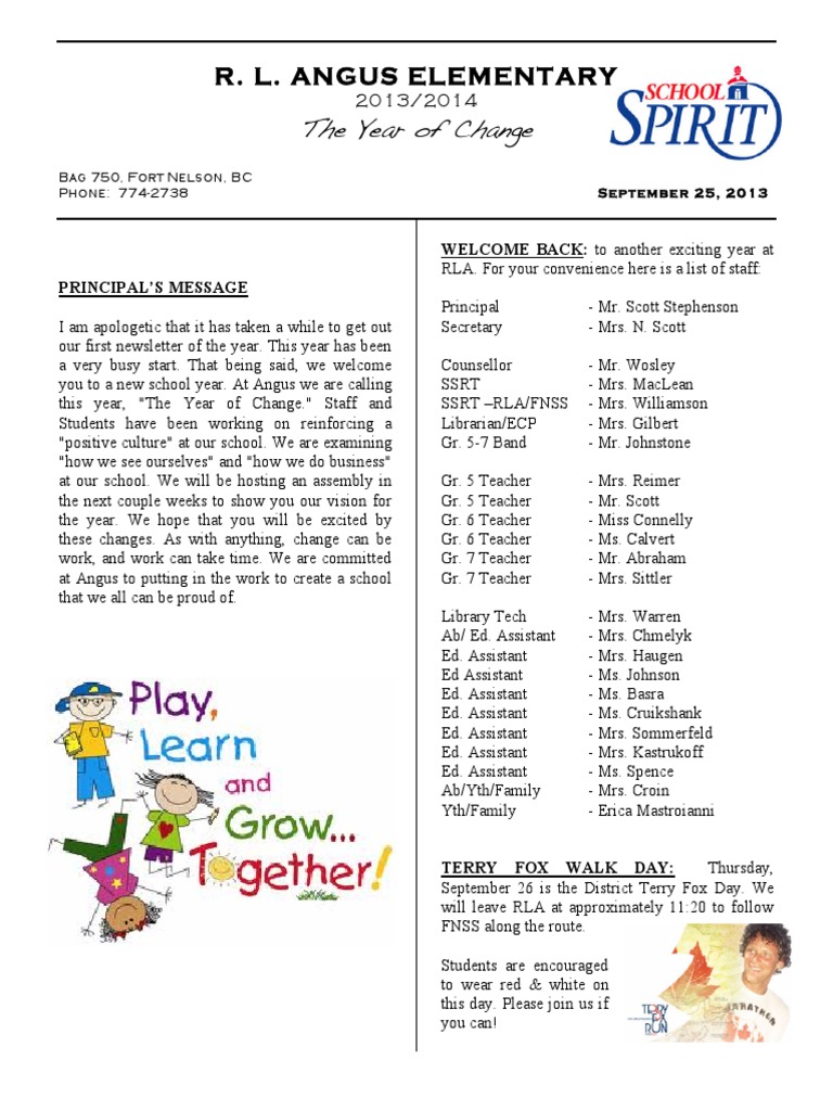 R. L. Angus Elementary: The Year of Change | PDF | Foreign Language Studies
