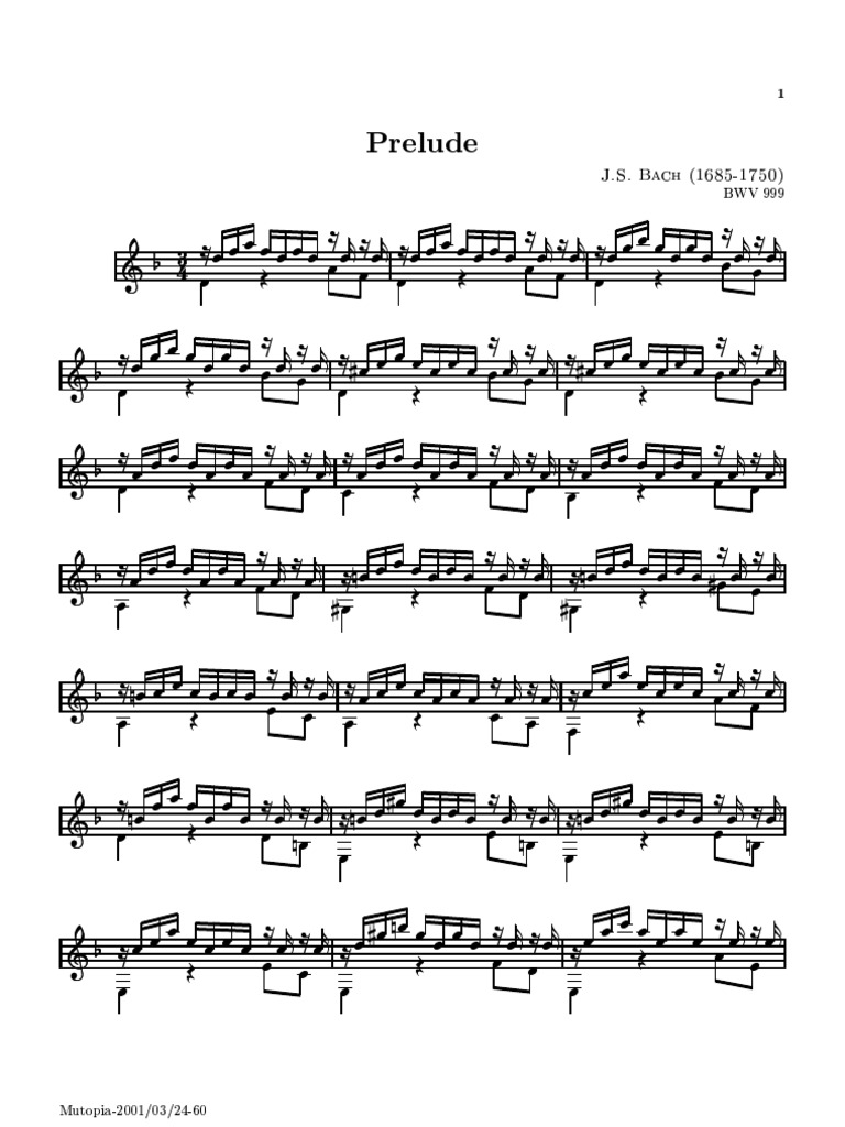 Bach Johann Sebastian - Prelude Minor | PDF | Johann Sebastian Bach ...