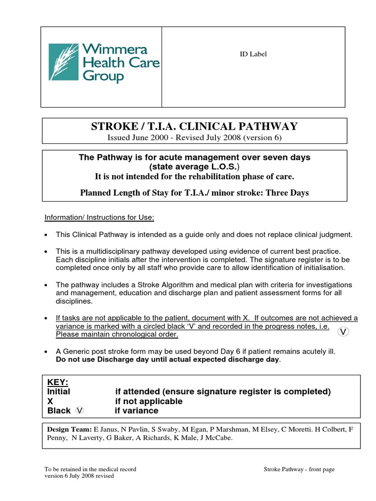 Stroke Clinical Pathway | PDF | Stroke | Aspirin