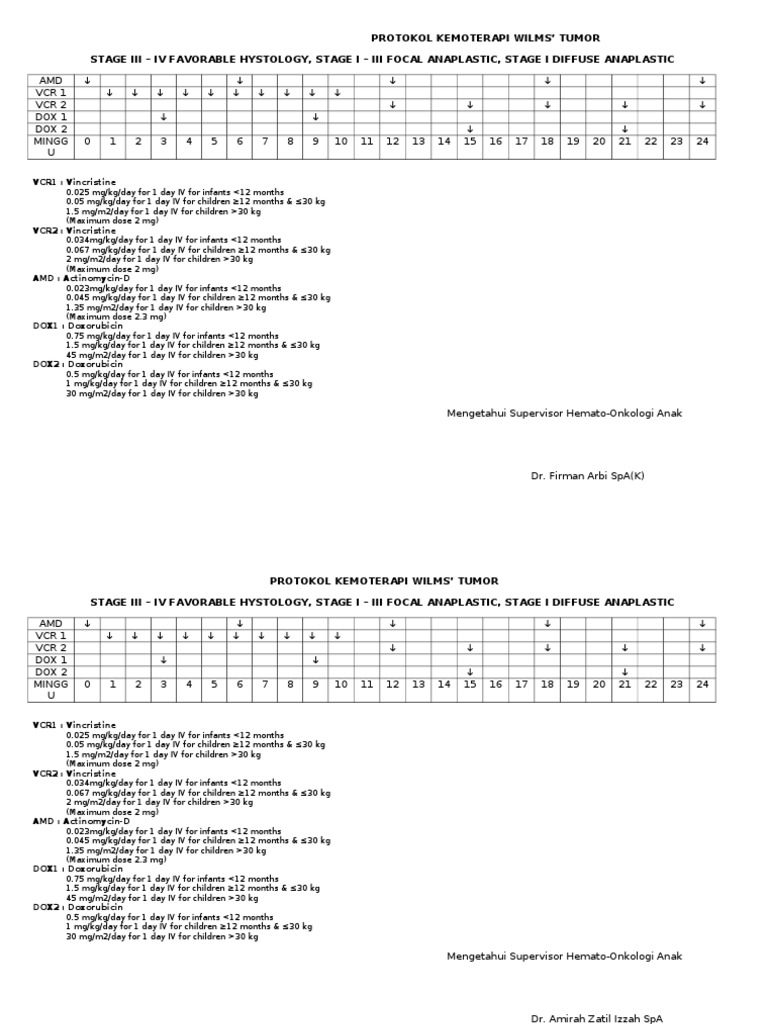 Protokol Kemoterapi Wilms' Tumor | PDF | Chemotherapy | Cancer