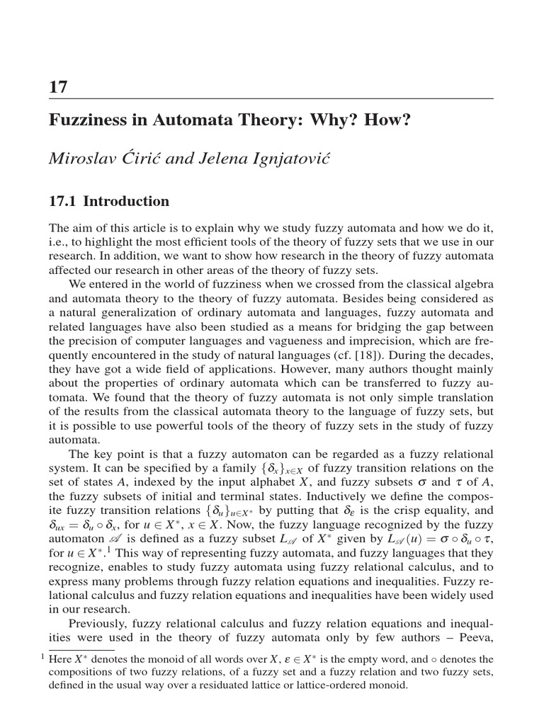 Fuzziness in Automata Theory | PDF | Automata Theory | Fuzzy Logic