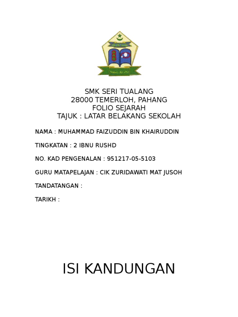 Folio Sejarah Tingkatan 2 SMK Seri Tualang | PDF