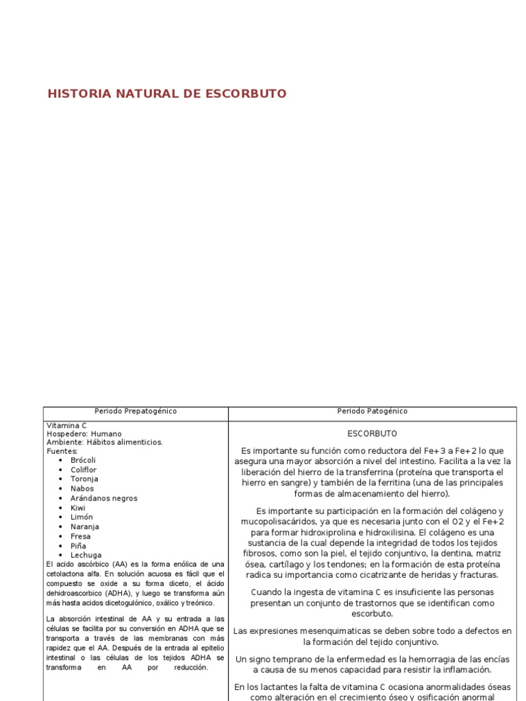 Escorbuto: Historia y Vitamina C | PDF | Vitamina C | Hueso