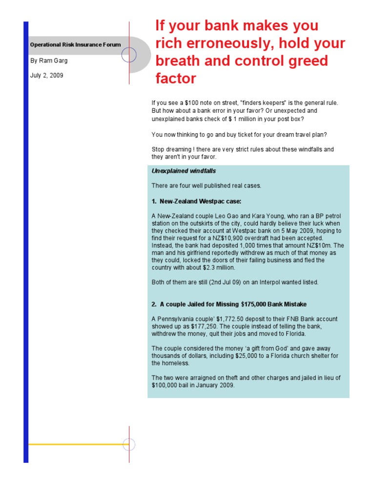 Bank Error in Your Favor | PDF | Banking | Banks
